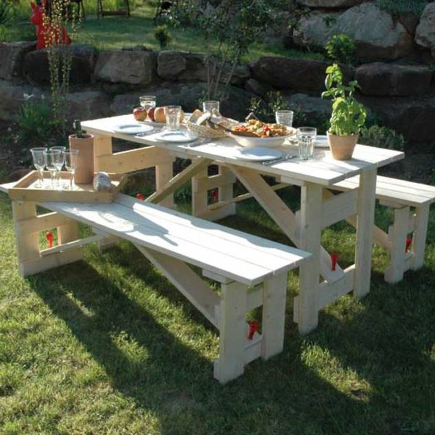 Bierzeltgarnitur bauen - Bauanleitung für Biertisch und Bierbank als ...